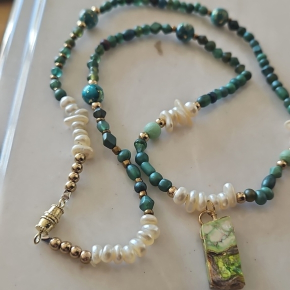 Authentic | Jewelry | Authentic Pearl And Stone Pendant Necklace | Poshmark